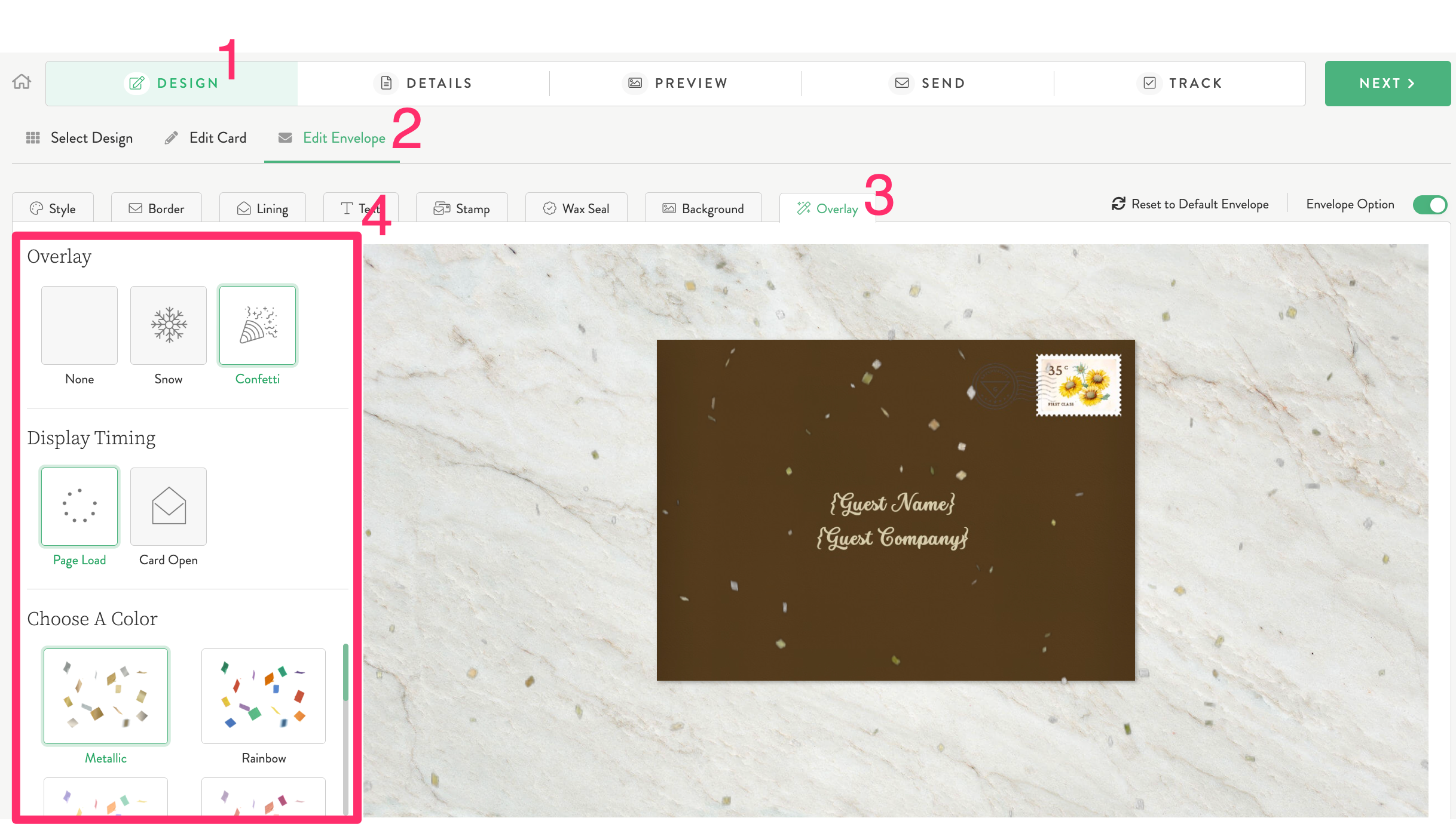 Turn on Overlay Effect – Greenvelope